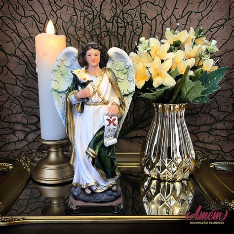 Imagem São Gabriel Arcanjo Importada Resina cm Amém Decoração Rel Amém decoração religiosa