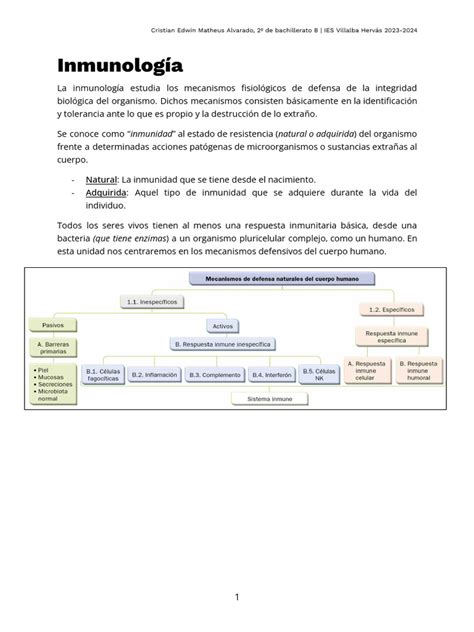 Inmunología Apuntes Cristian Edwin Matheus Alvarado Pdf