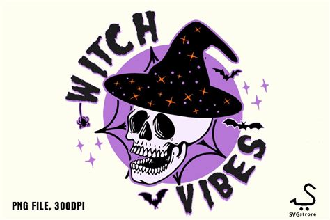 Witch Vibes Halloween Skull Png Graphic By Svgstore · Creative Fabrica