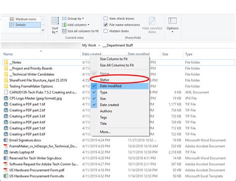 Status Column In File Explorer In Windows 10 Microsoft Qanda