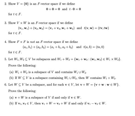Solved Let F Be A Field And V W X Be F Vector Chegg Com