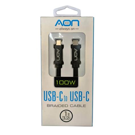 Cable USB-C a USB-C AON AO-CB-5015 1 Metro Negro 5Gbps 100W | MyTec