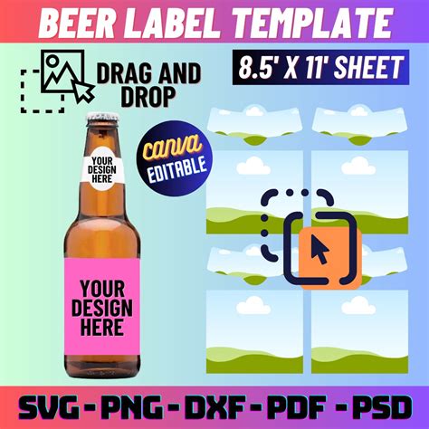 Beer Label Template Beer Label Svg Bottle Beer Neck Label Template Wine Bottle Label Beer