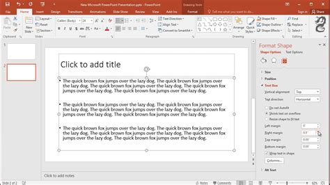 how to adjust text box in powerpoint