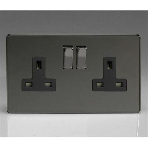 Varilight Xdi5bs Screwless Iridium 2 Gang 13a Double Pole Switched Socket