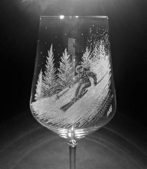 Customised Wine Glasses Skiing Skier T Hand Engraved Etsy