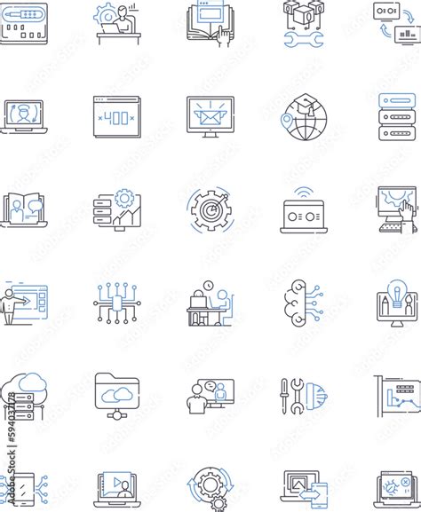 webpage line icons collection design content navigation layout