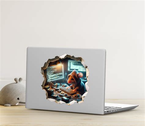 Mouse Hacker Whimsical Mouse Hole Wall Decal Sticker 3d Cute Home