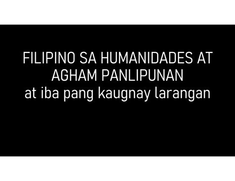 Solution Filipino Sa Humanidades At Agham Panlipunan At Iba Pang
