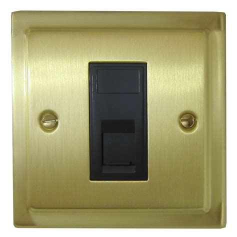 Gh Victorian Satin Brass Rj45 Socket 1 Gangblack Insert