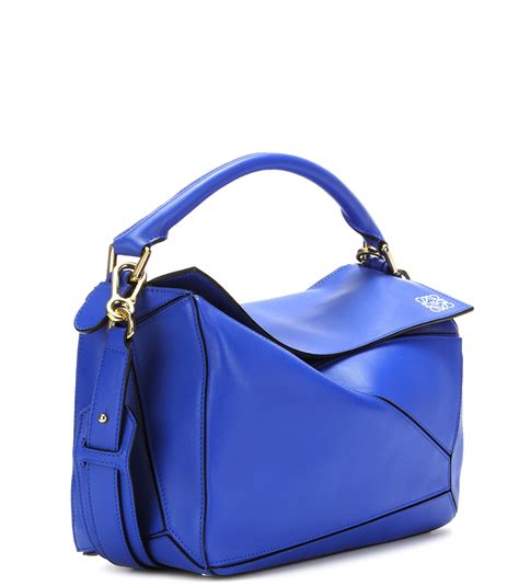 Loewe Puzzle Leather Shoulder Bag In Blue Lyst