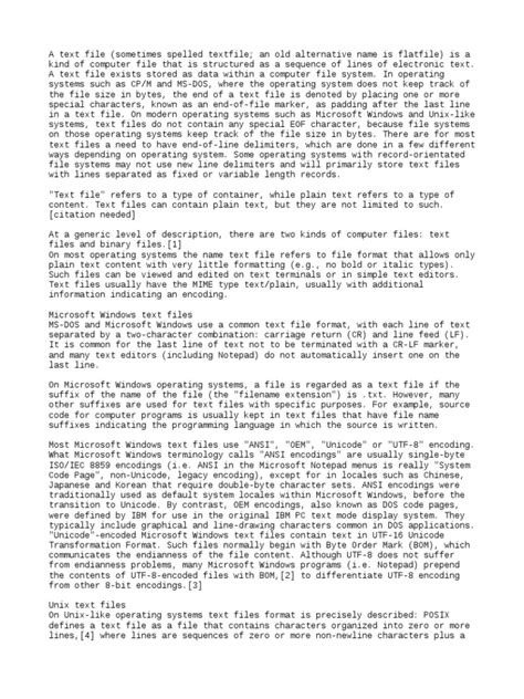 Text File Info Pdf Text File Character Encoding