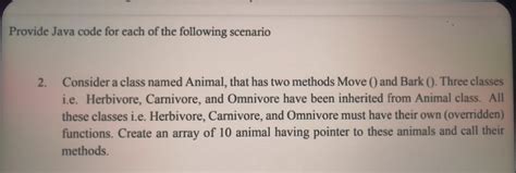 Solved Provide Java Code For Each Of The Following Scenario