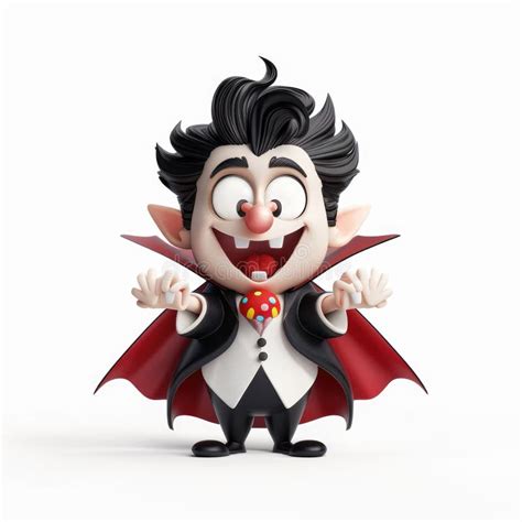 Vampire Enjoying Candy In 3d Render Style On White Background