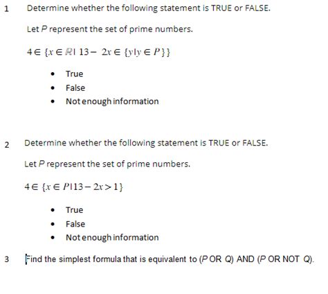 Solved Determine Whether The Following Statement Is TRUE Chegg