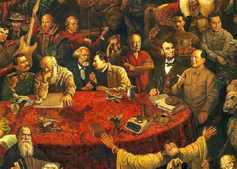 罕见油画绘百位世界名人 毛主席端坐正中央时尚凤凰网