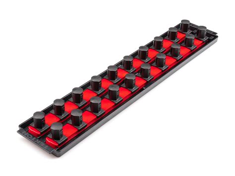 34 Inch Drive 2 Rail Socket Organizer Set 20 Tool Red Tekton Usa