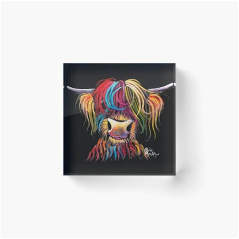 Acrylic Block Scottish Hairy Highland Cow Nelly By Shirley