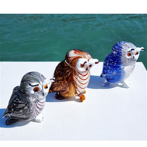 Owl Grey Original Murano Glass Omg