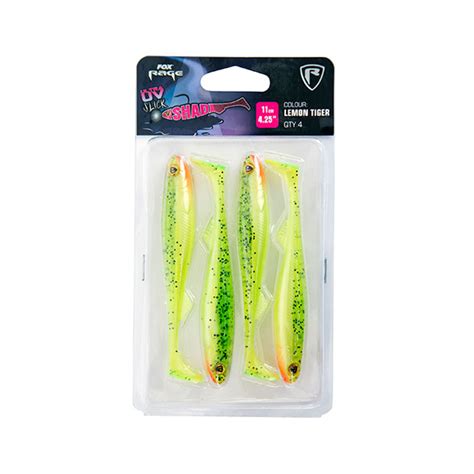 Fox Rage Slick Shad Lemon Tiger Ultra Uv Packs 5pcs