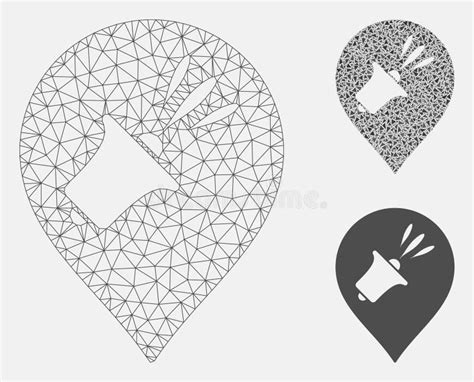 Megaphone Map Marker Vector Mesh Wire Frame Model And Triangle Mosaic Icon Stock Vector