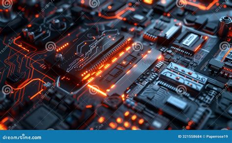 Highly Detailed Technology Texture AI Supercomputer Chrome Stock Photo