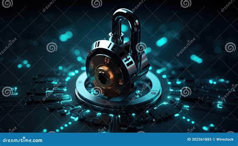 Guardian S Embrace A Futuristic Lock Ensuring Digital Fortification Ai Generated Stock