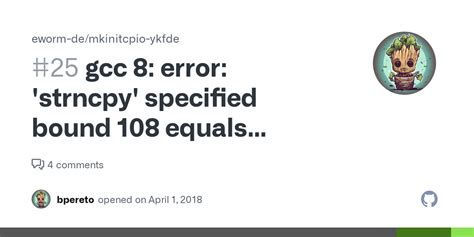 Gcc 8 Error Strncpy Specified Bound 108 Equals Destination Size