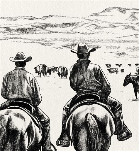 Wranglers On The Range Western Wall Art Desert Landscape Print