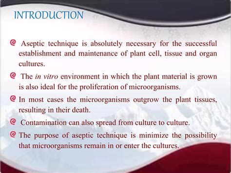 Maintenance Of Aseptic Condition In Plant Tissue Culture Pptx