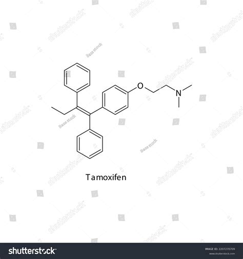 Tamoxifen Molecule Flat Skeletal Structure Estrogen Stock Vector