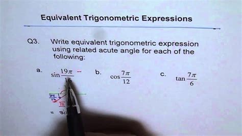 Equivalent Related Acute Angle Trig Identity Q6 P 349 Nelson Mhf4u