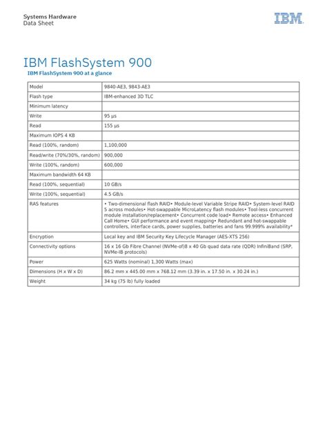 Ibm Flashsystem 900 At A Glance Pdf Flash Memory Computer