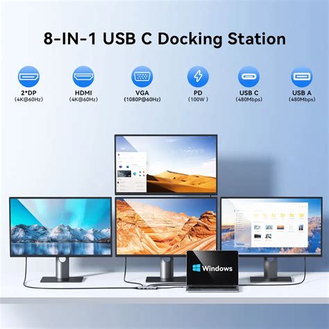 Selore Docking Station Dual Displayport Multi Monitors Adapter
