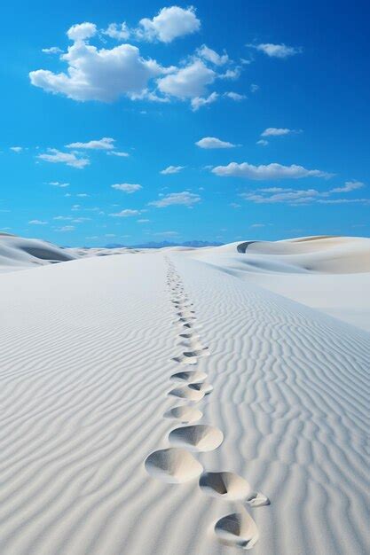 Premium Ai Image Human Footprints On White Sand Ai Generative