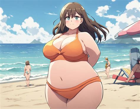 A Big Fat Tall Anime Woman At The Beach In A Bikin By Gomoon500 On