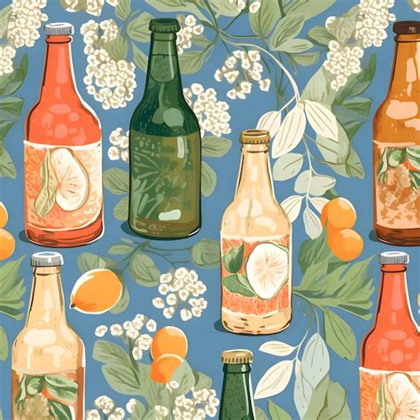 Premium Vector Seamless Pattern With Bottles Of Alcoholic Beverages