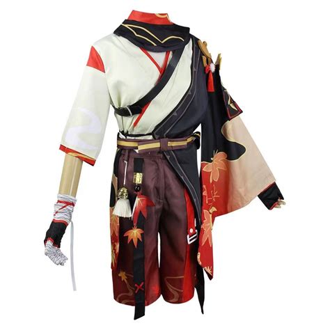 Genshin Impact Kaedehara Kazuha Cosplay Costume Suit Set And Wig Cos