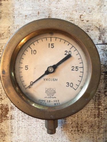 Vintage Brass Star Vacuum Gauge Type 12 102 Brass Mfg Co Boston 0 30