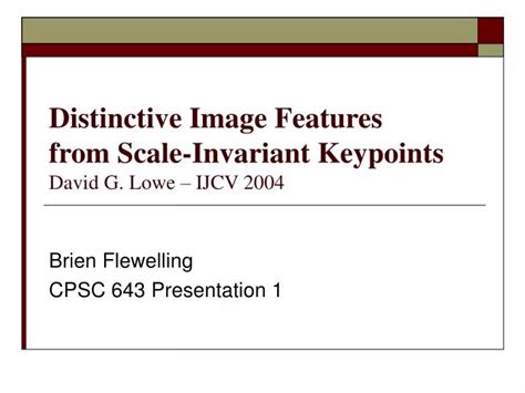 Ppt Distinctive Image Features From Scale Invariant Keypoints David G