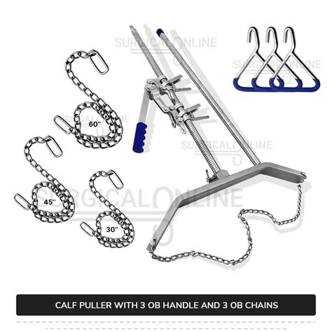 7 Pcs Calf Pulling Set Calf Puller With 3 Ob Chains And 3 Handles