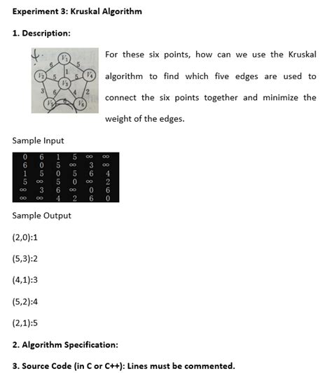 Solved Experiment Kruskal Algorithm Description Chegg