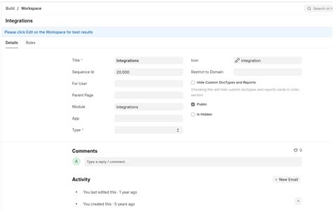 Integrations Workspace Blank On Fresh Install Frappe Framework
