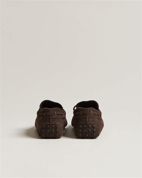 Tods Laccetto Gommino Carshoe Dark Brown Suede At