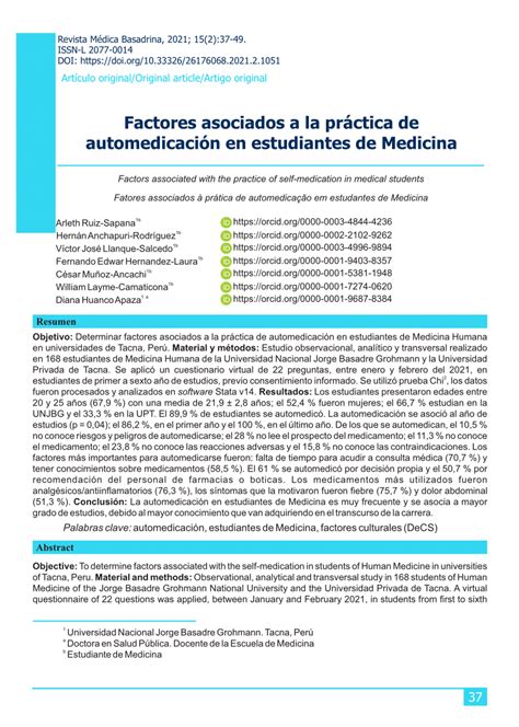 Pdf Factores Asociados A La Práctica De Automedicación En Estudiantes