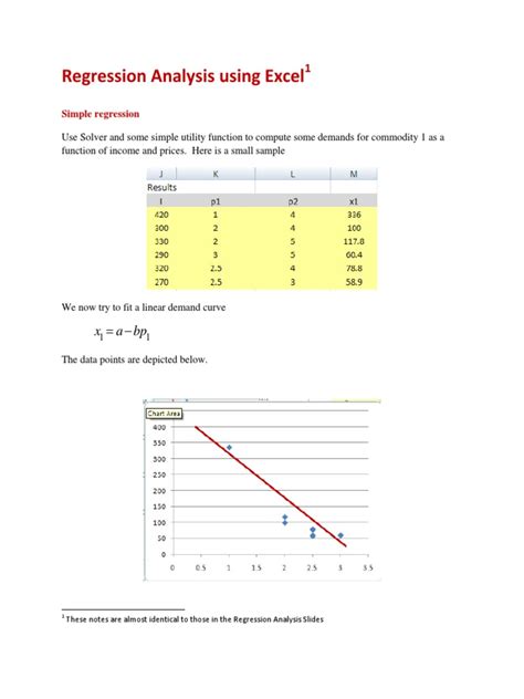 Regression Analysis Using Excel X Abp Pdf Regression Analysis Least Squares