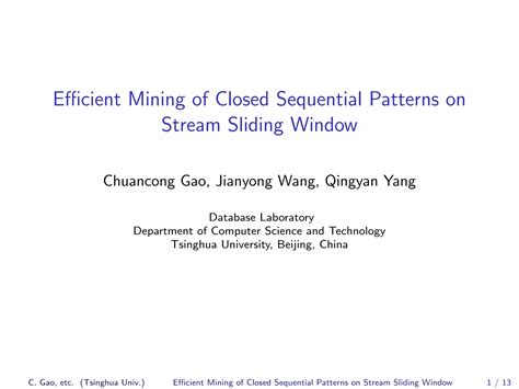 Icdm 2011 Efficient Mining Of Closed Sequential Patterns On Stream