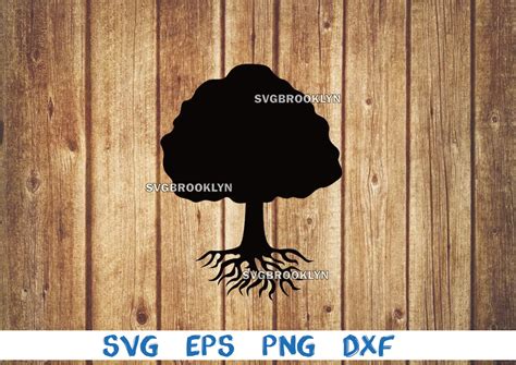 Tree With Roots Roots Tree Silhouette Svg Png Eps Dxf Digital File Etsy
