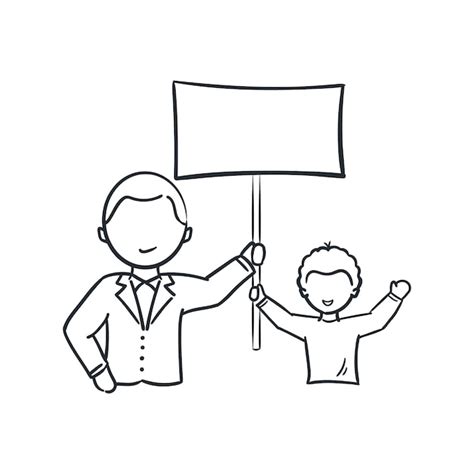 Père Et Fils Doodle Cartoon Illustration Vectorielle Dessinés à La Main