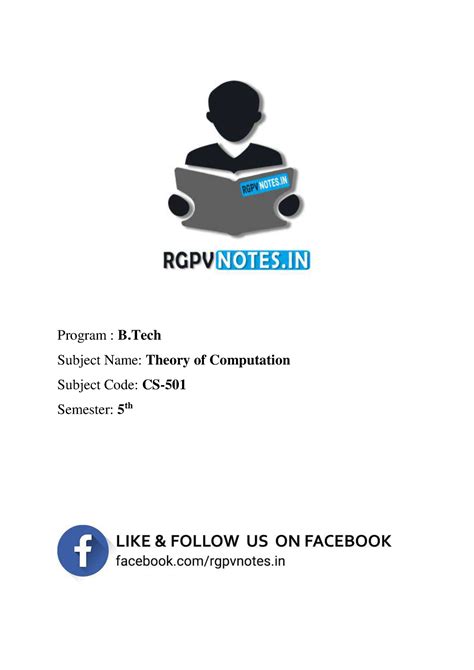 Unit 1 Theory Of Computation Program B Subject